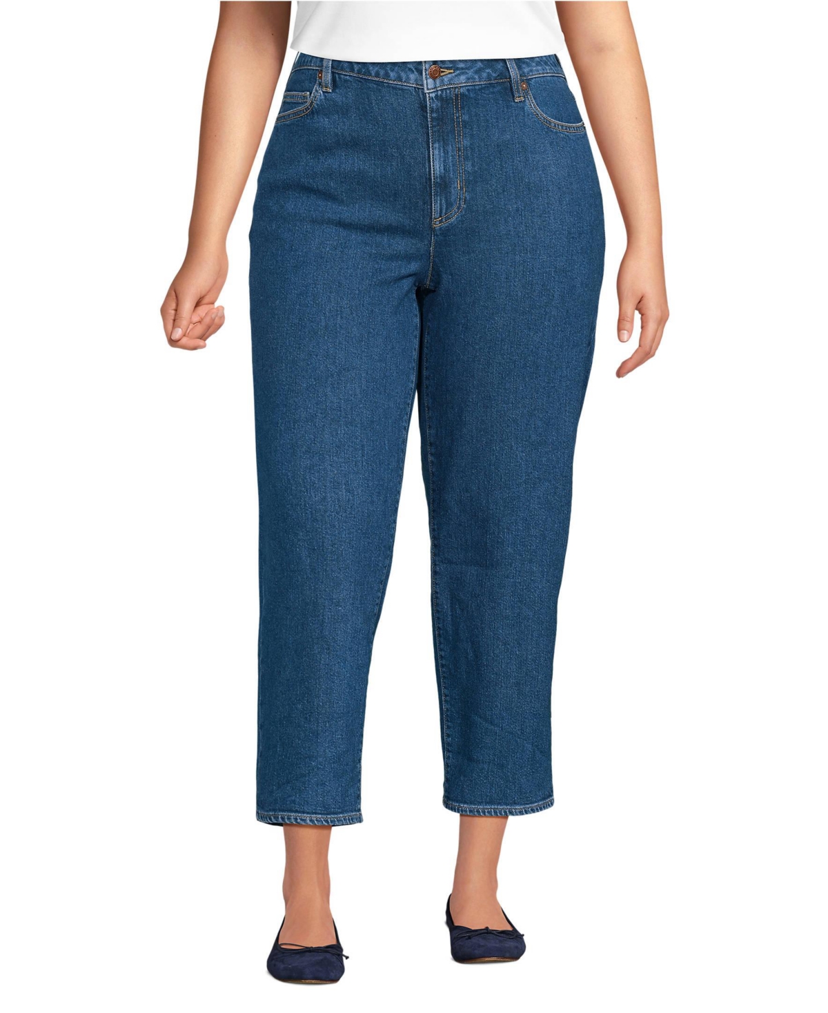 Click here for Lands End Womens Plus Size Soft Denim Mid Rise Rel... prices