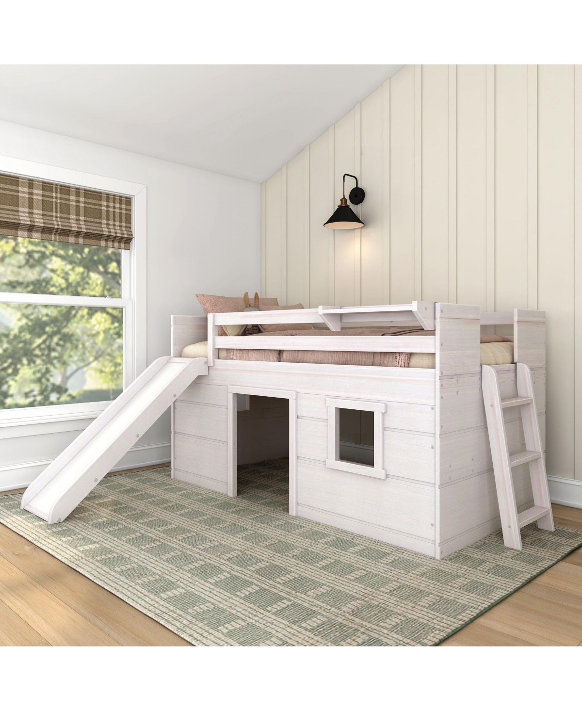 Click here for Max and Lily Farmhouse Twin Low Loft with Slide -... prices