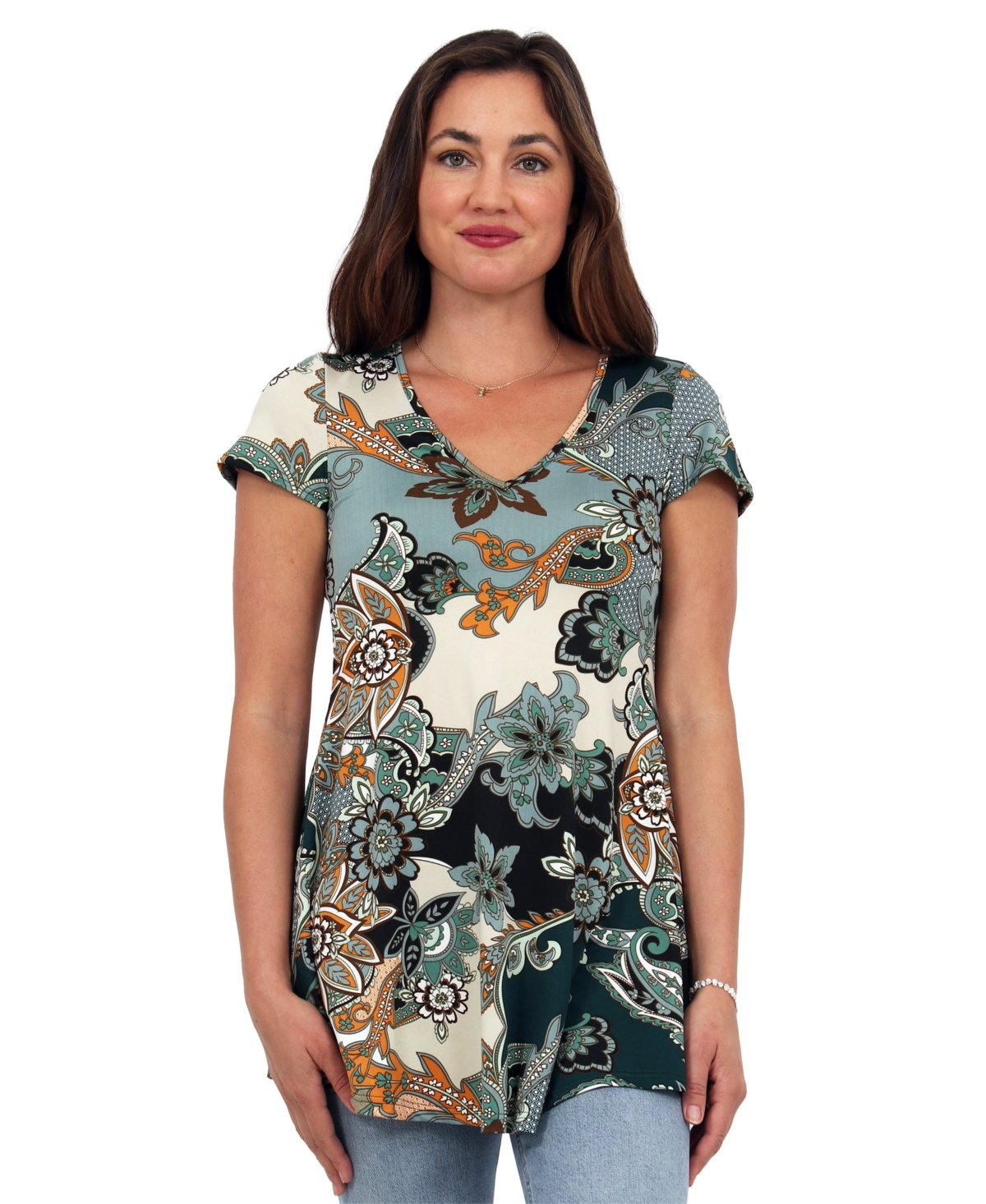 Click here for 24seven Comfort Apparel Womens Floral Print V-Neck... prices
