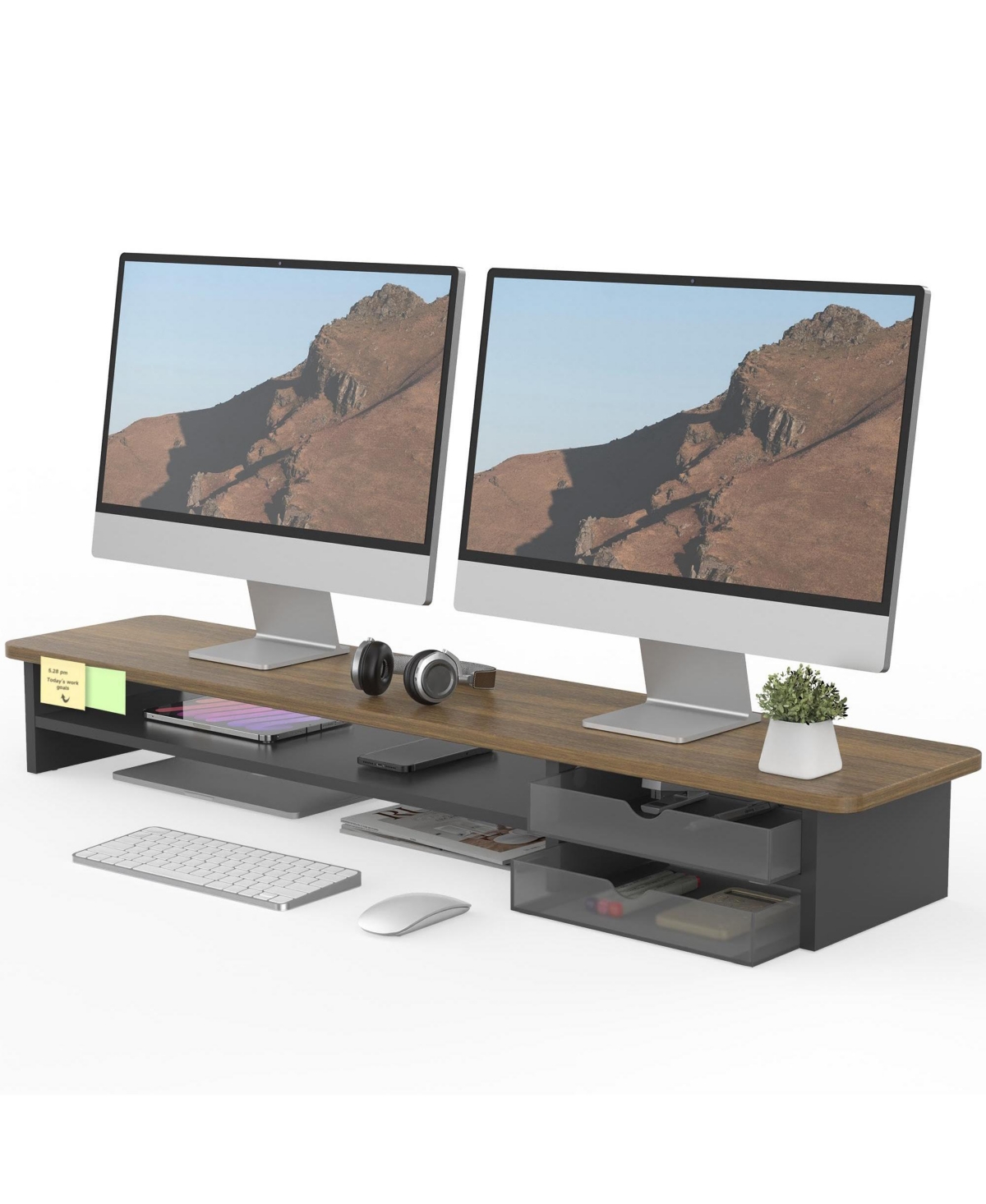 Click here for Gnuadz Monitor Stand Dual Riser Wood Desk Organize... prices