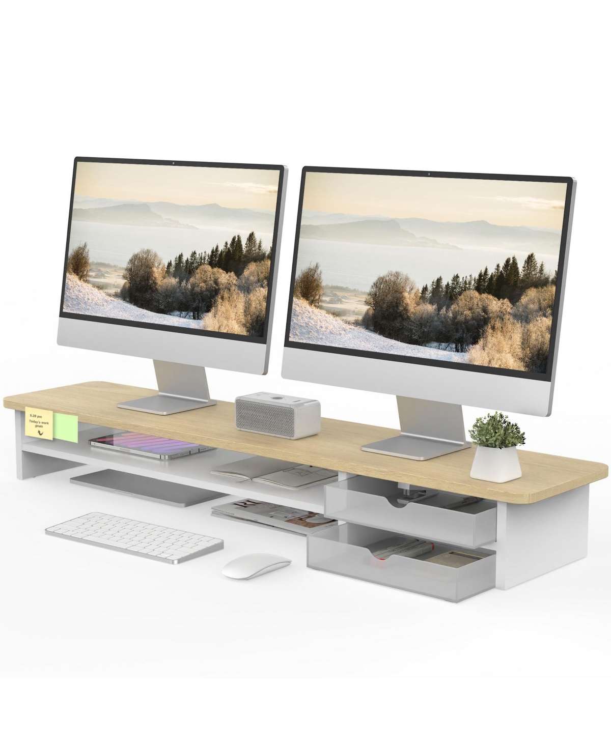 Click here for Gnuadz Monitor Stand Dual Riser Wood Desk Organize... prices