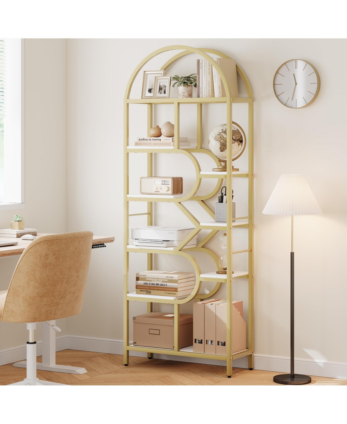Click here for gaomon 6-Tier Modern Tall Bookcase with Arched Des... prices