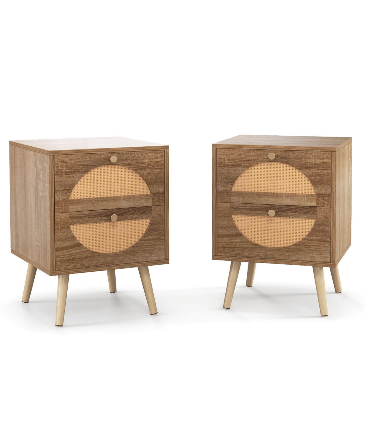 Click here for Sugift Set of 2 Rattan Nightstand with 2 Drawers a... prices