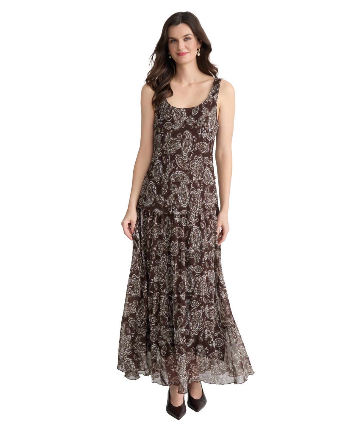 Click here for Jones New York Womens Scoop Neck Multi-Tier Maxi D... prices