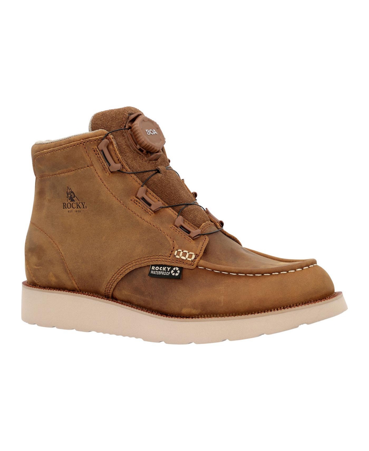 Click here for Rocky Mens MonoCrepe Wedge Boa Work Boot - Brown prices