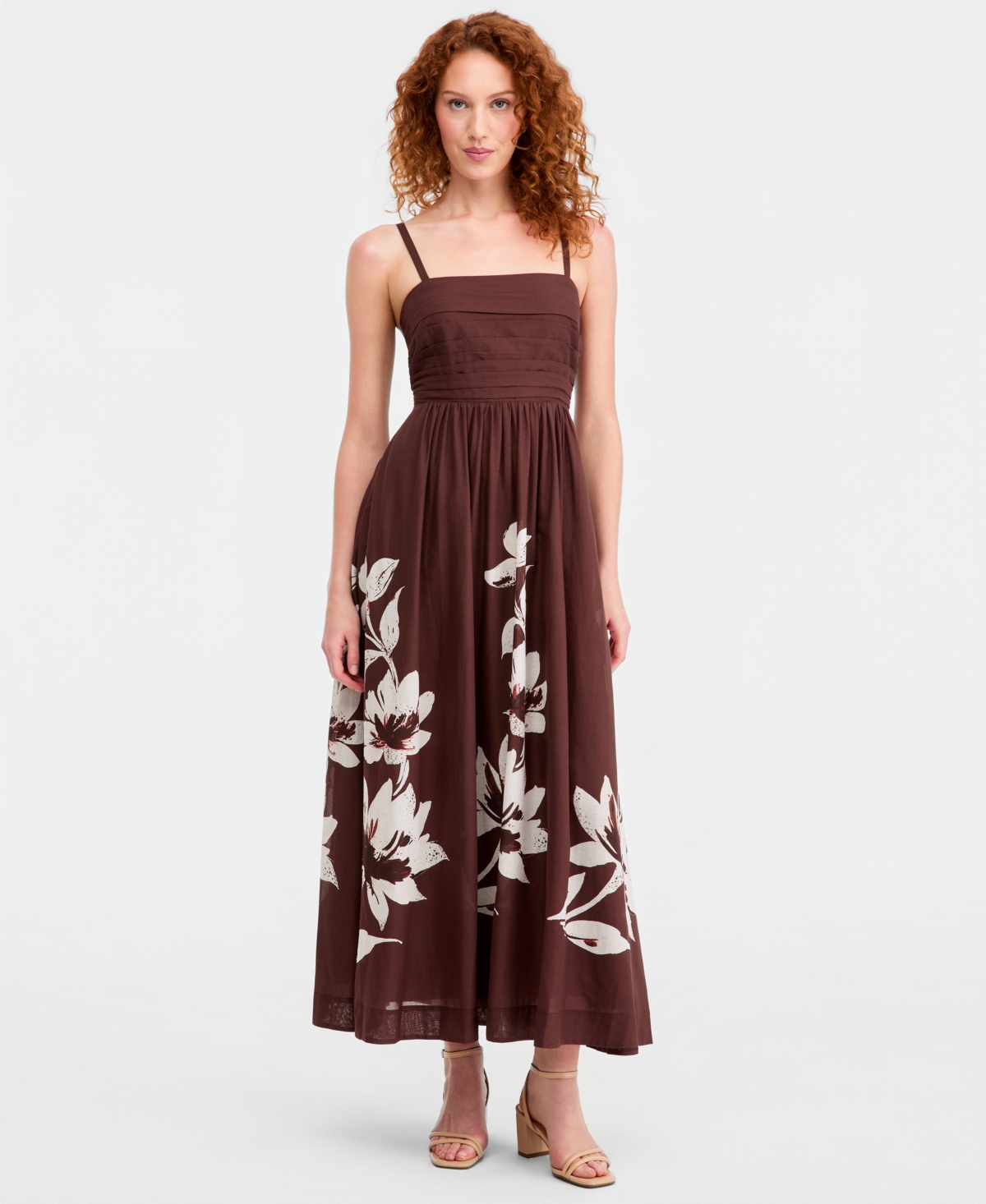 Click here for Tahari Asl Womens Pleated-Bodice Printed Cotton Ma... prices