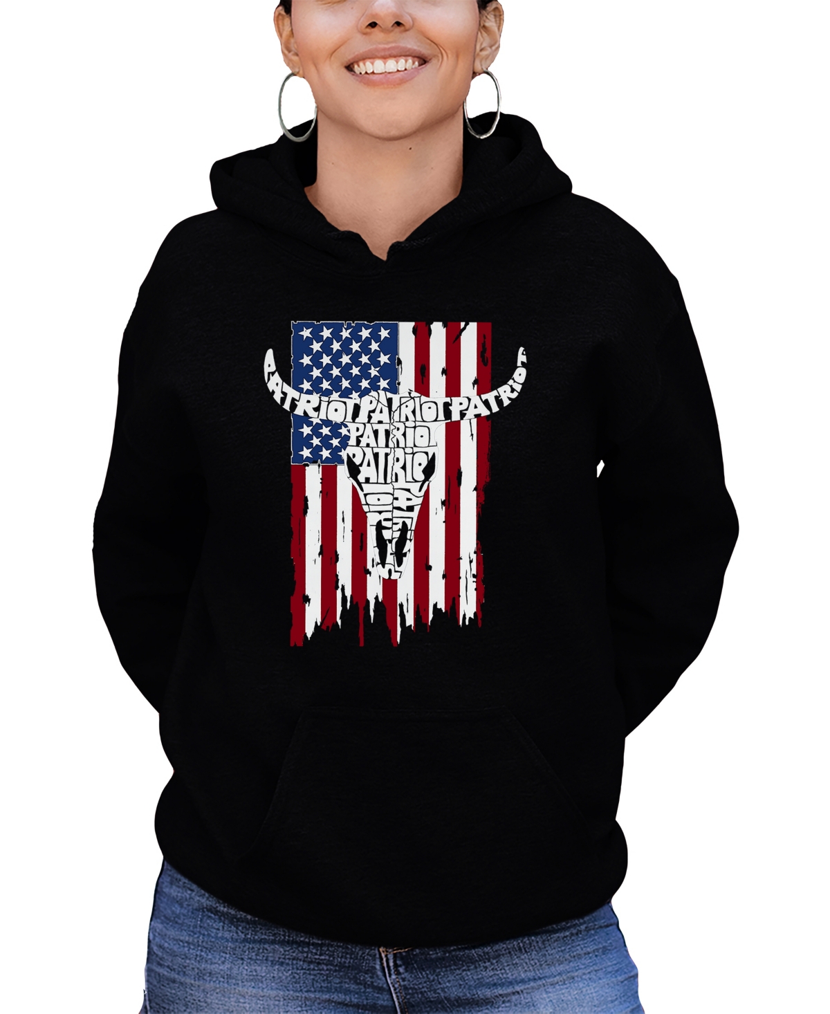 Click here for La Pop Art Womens Patriot Flag Word Art Hooded Swe... prices