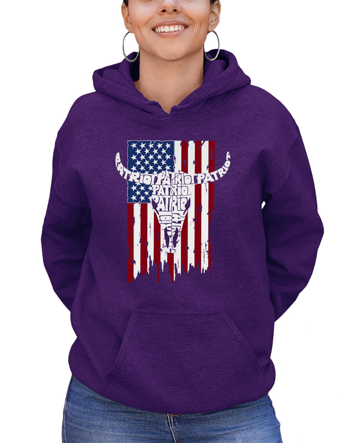 Click here for La Pop Art Womens Patriot Flag Word Art Hooded Swe... prices