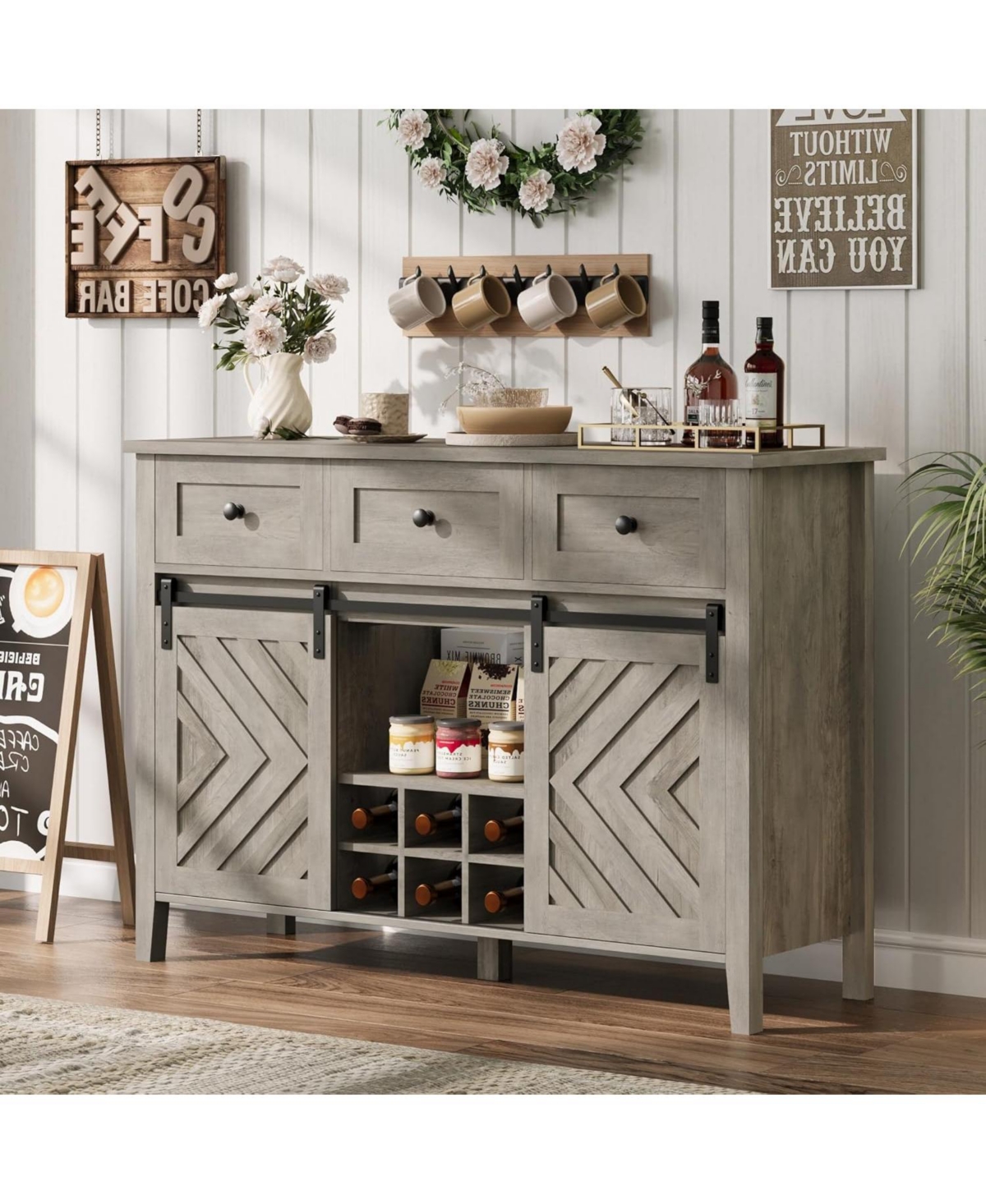 Click here for gaomon 47 Inch Farmhouse Buffet Cabinet with Slidi... prices