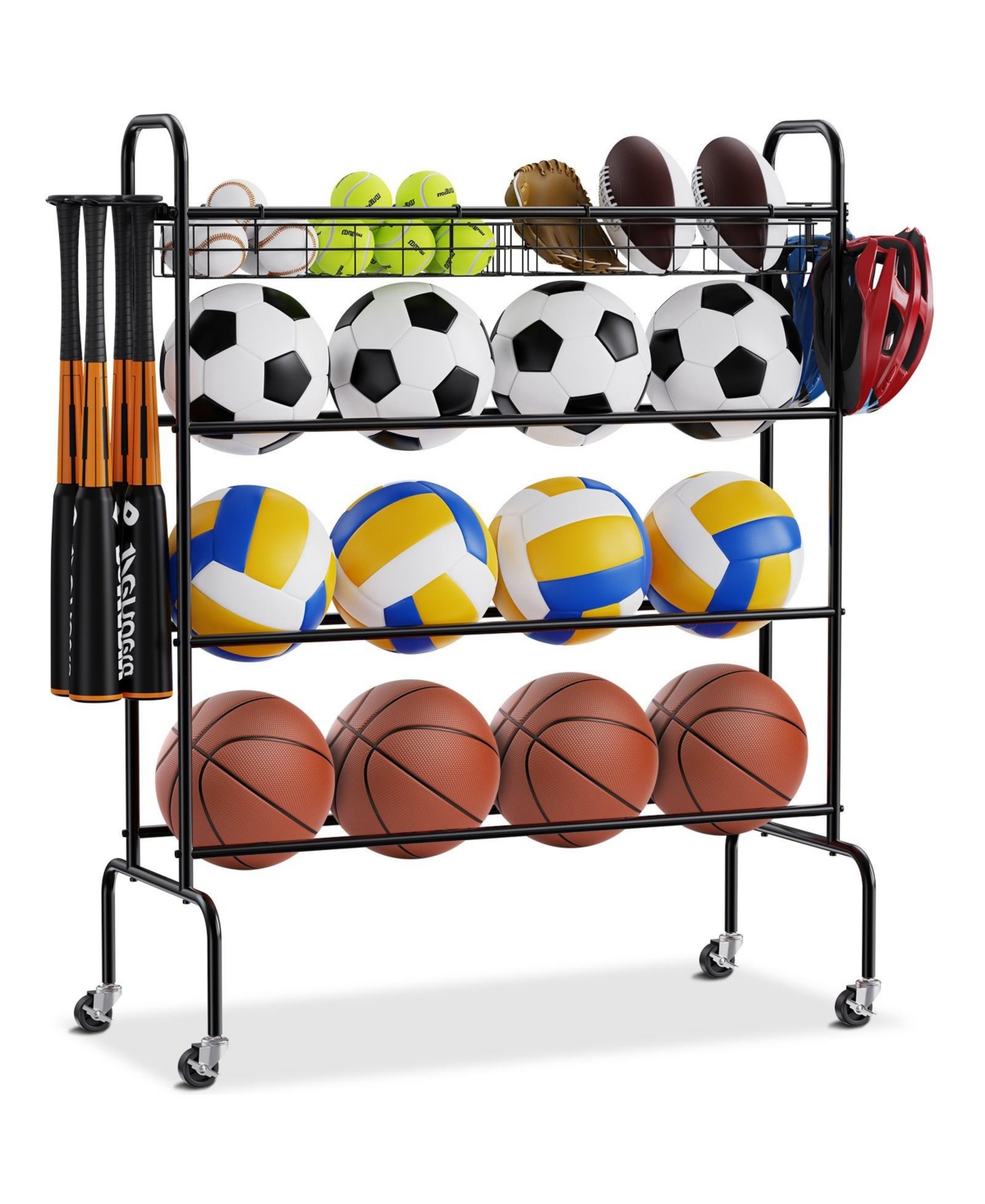 Click here for Mecale 4-Tier Rolling Basketball Rack with Wheels... prices