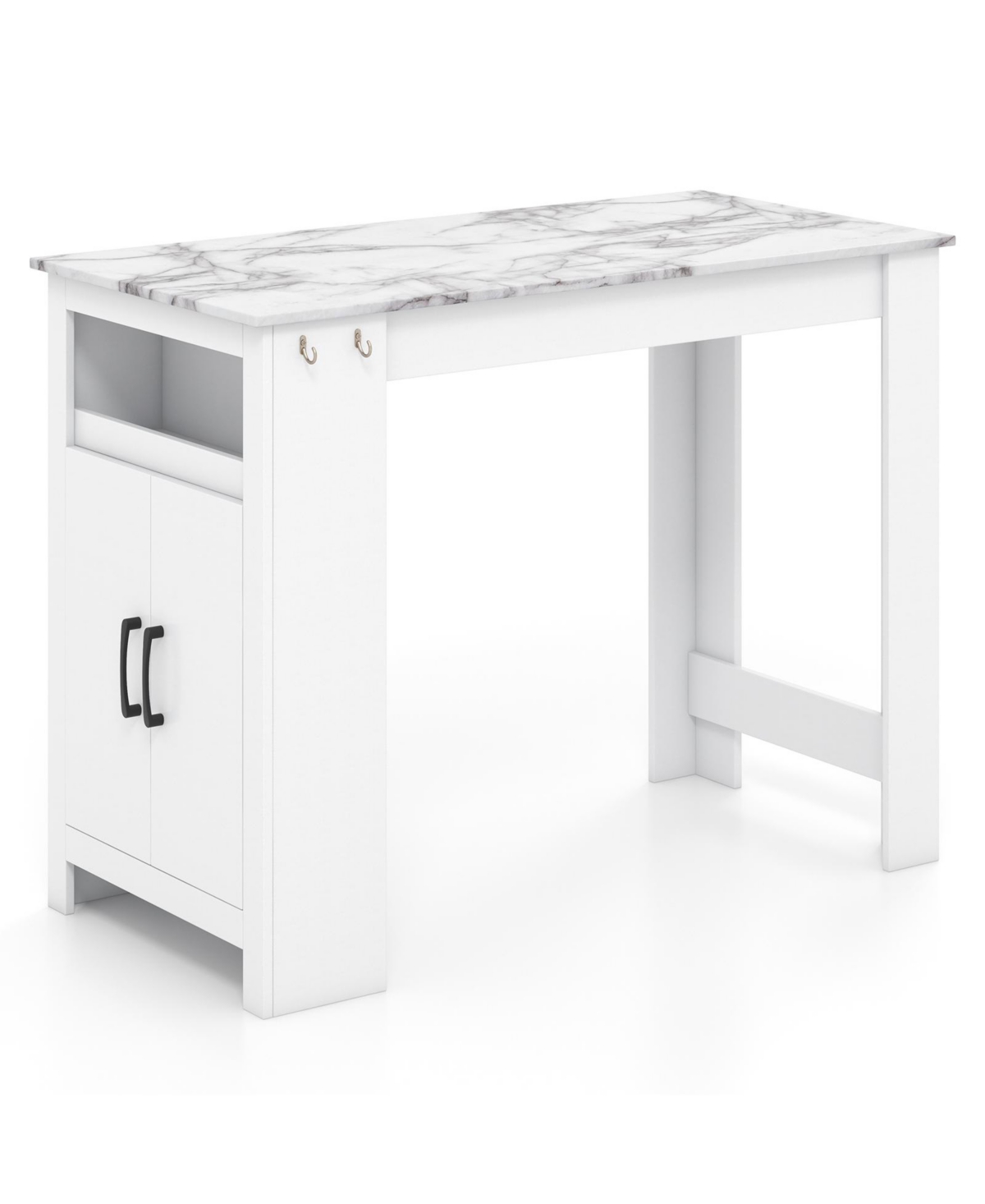 Click here for Sugift Faux Marble Bar Table with Hanging Hooks an... prices