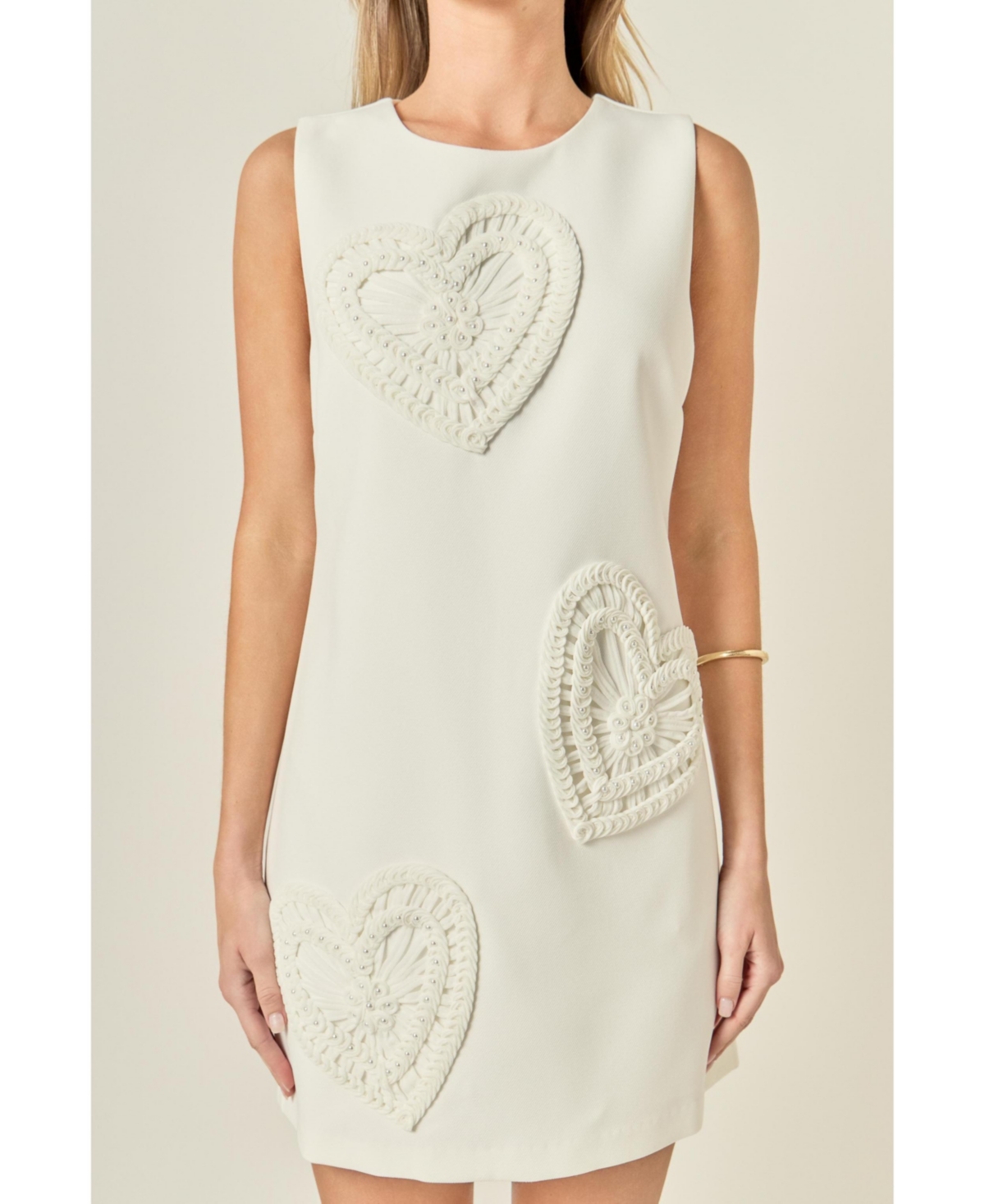 Click here for English Factory Womens Pearl Heart Mini Dress - Wh... prices