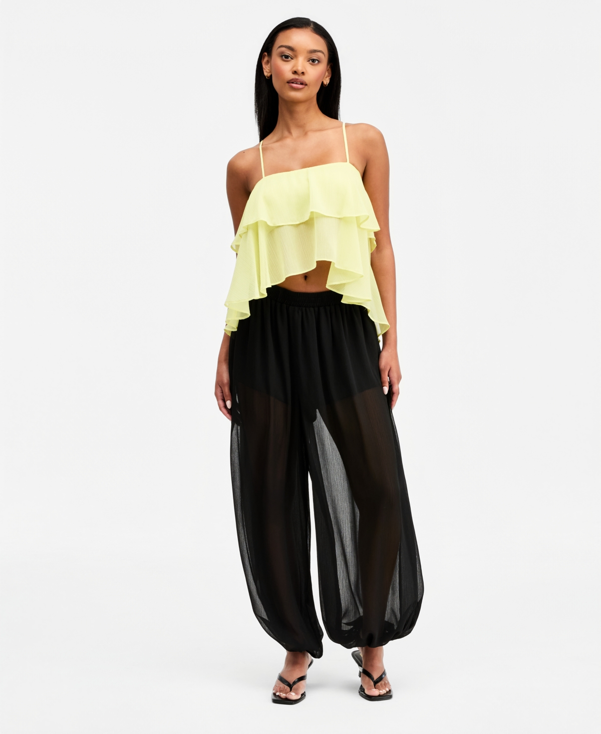 Click here for Bar Iii Womens High-Rise Sheer Balloon Pants  Macy... prices