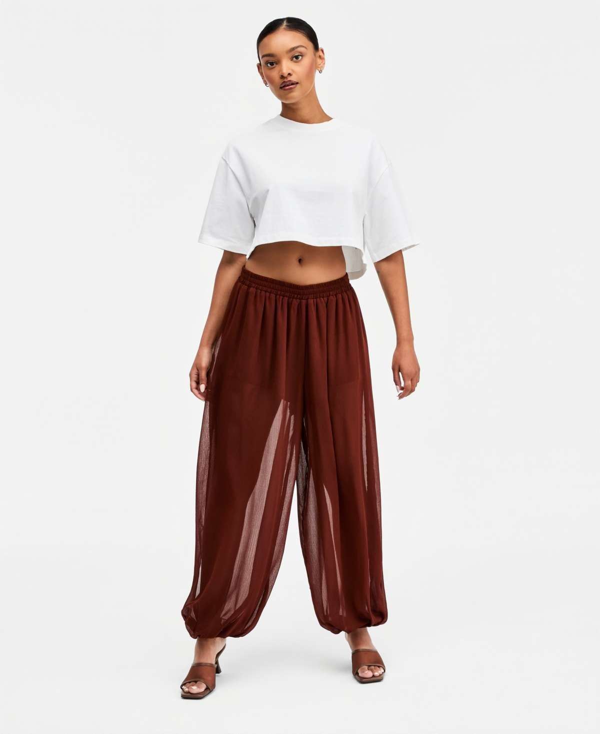 Click here for Bar Iii Womens High-Rise Sheer Balloon Pants  Macy... prices