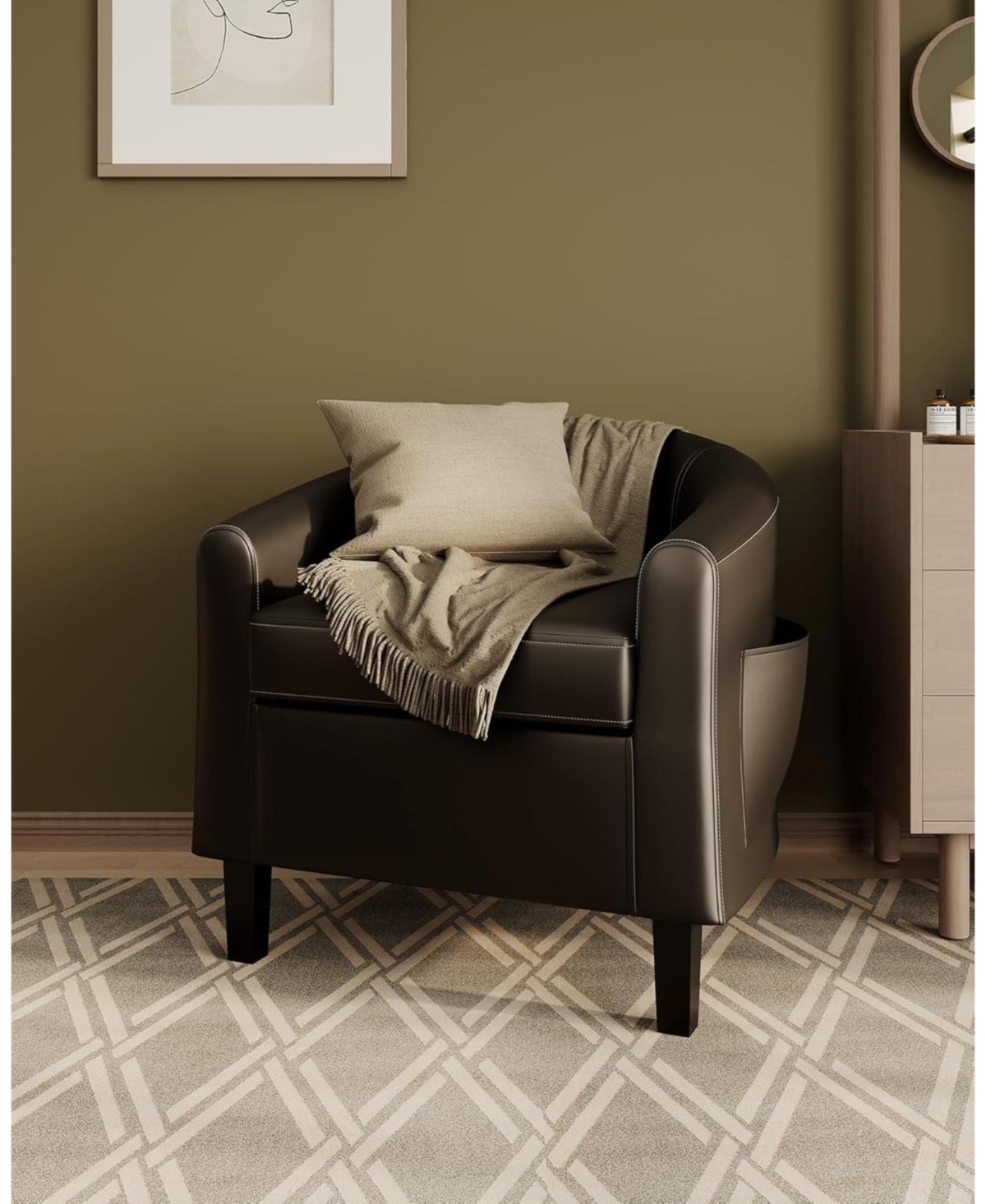 Click here for gaomon Leather Accent Chairs Barrel Club Chairs Co... prices