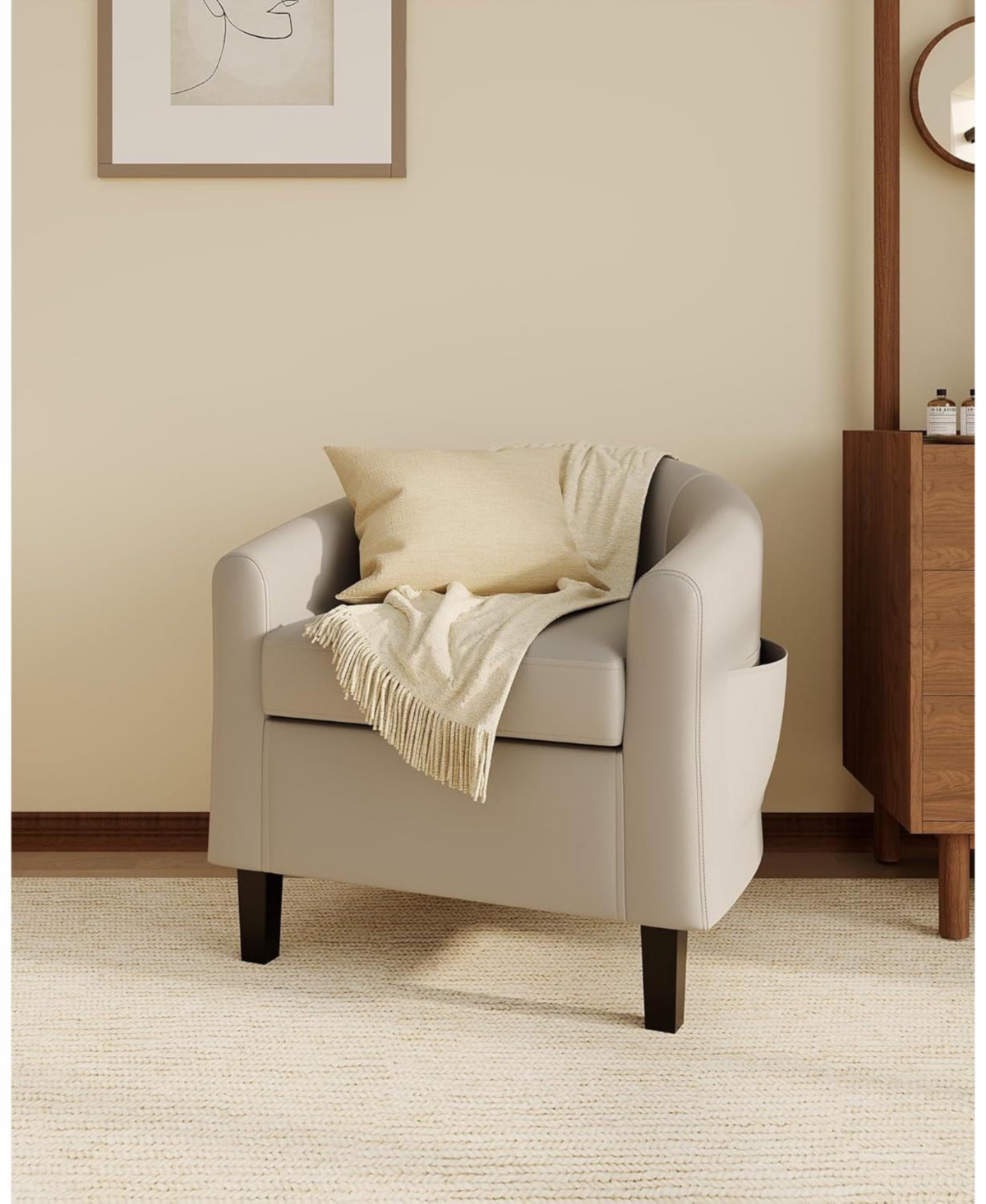 Click here for gaomon Leather Accent Chairs Barrel Club Chairs Co... prices