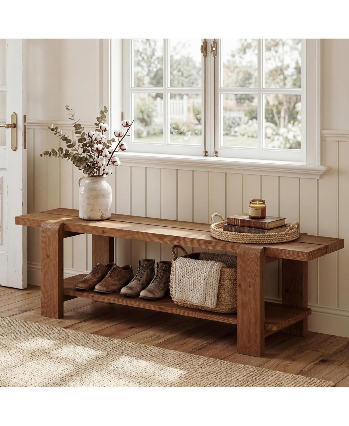 Click here for Tribesigns Solid Wood Entryway Bench with Shoe Sto... prices