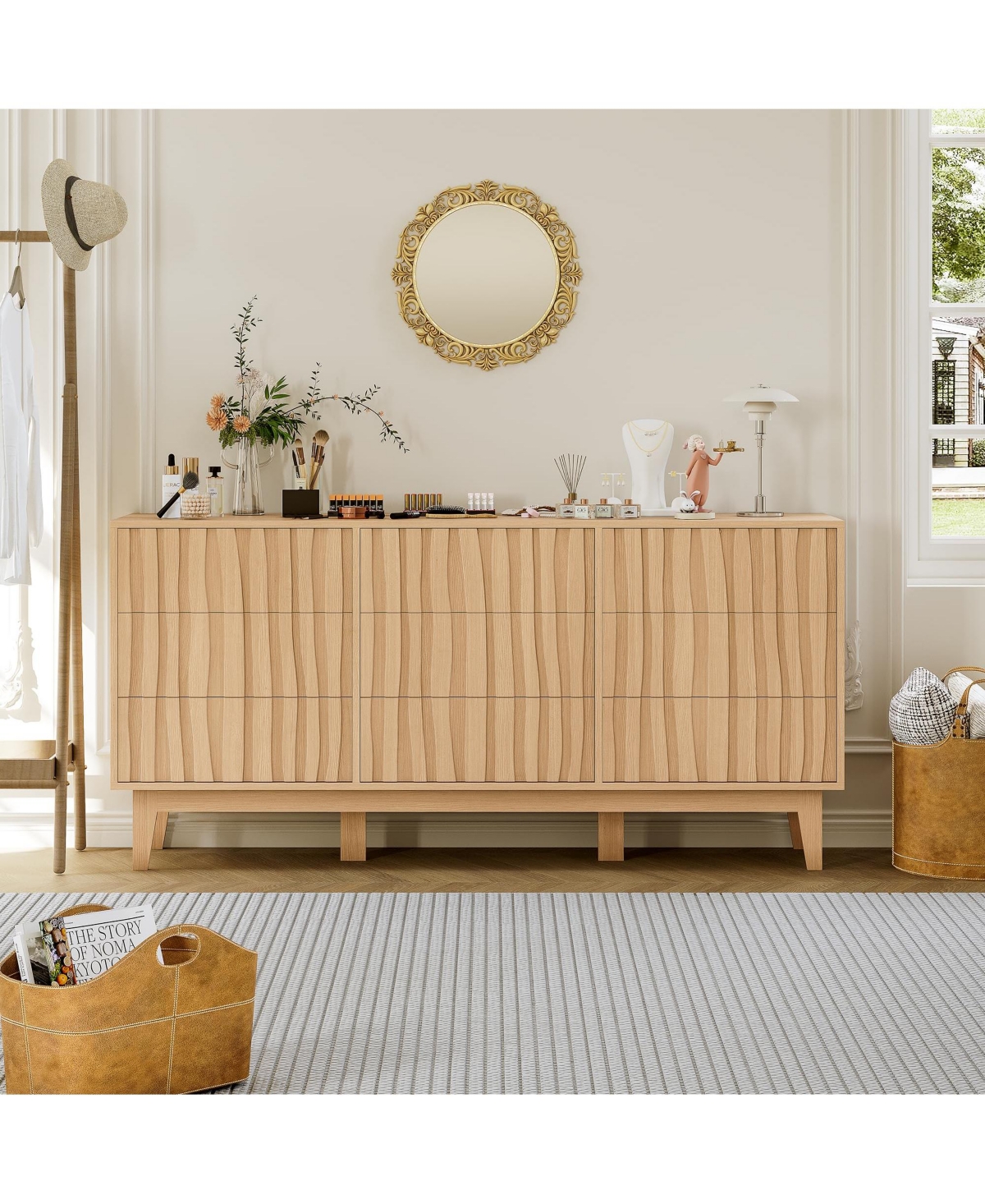 Click here for gaomon 9 Drawer Fluted Dresser  Wood Storage Cabin... prices