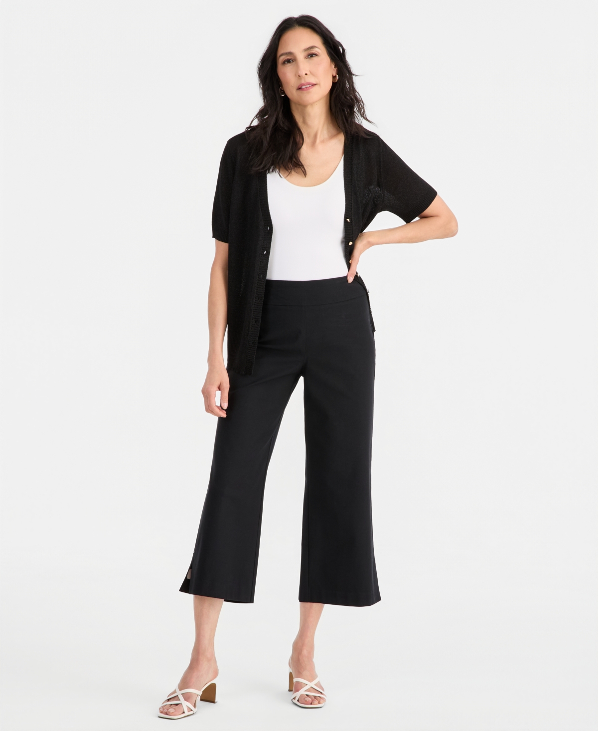 Click here for Jm Collection Womens Mid-Rise Pull-on Wide-Leg Cap... prices