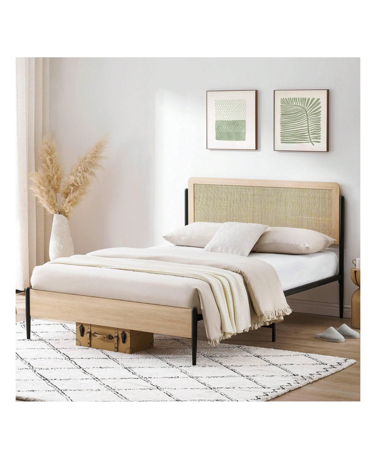 Click here for Gaomon Rattan Bed Frame  Boho Platform with Rattan... prices