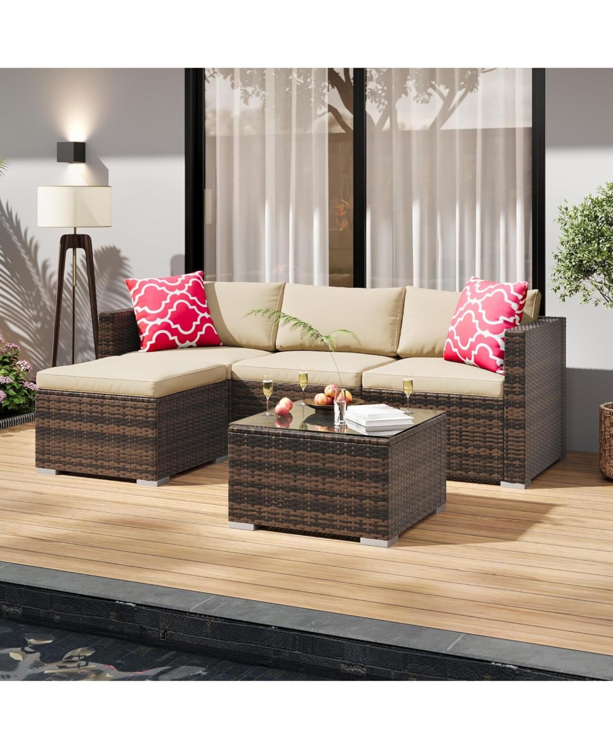 Click here for gaomon 5-Piece All-Weather Wicker Patio Sectional... prices