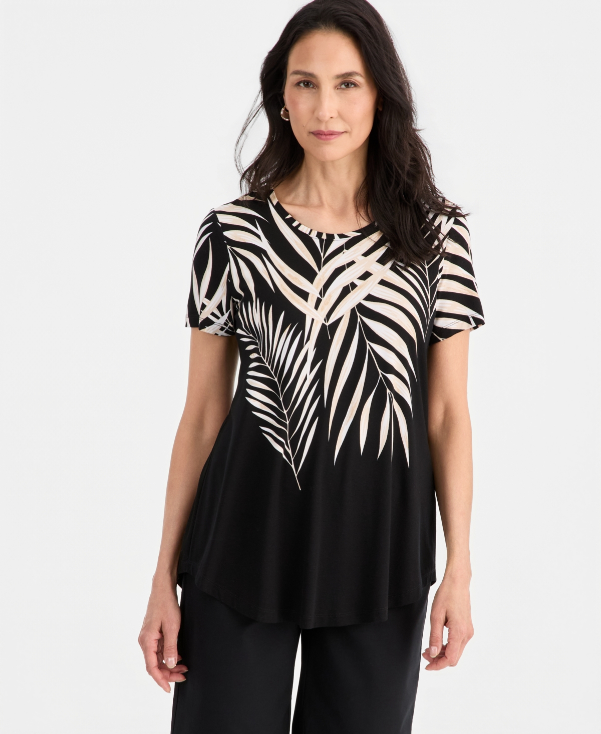 Click here for Jm Collection Womens Printed Scoop-Neck Short Slee... prices