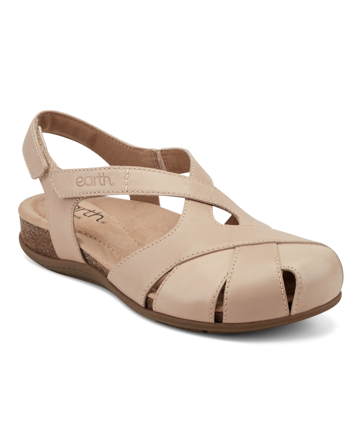 Click here for Earth Womens Brentia Leather Criss-Cross Flat Sand... prices