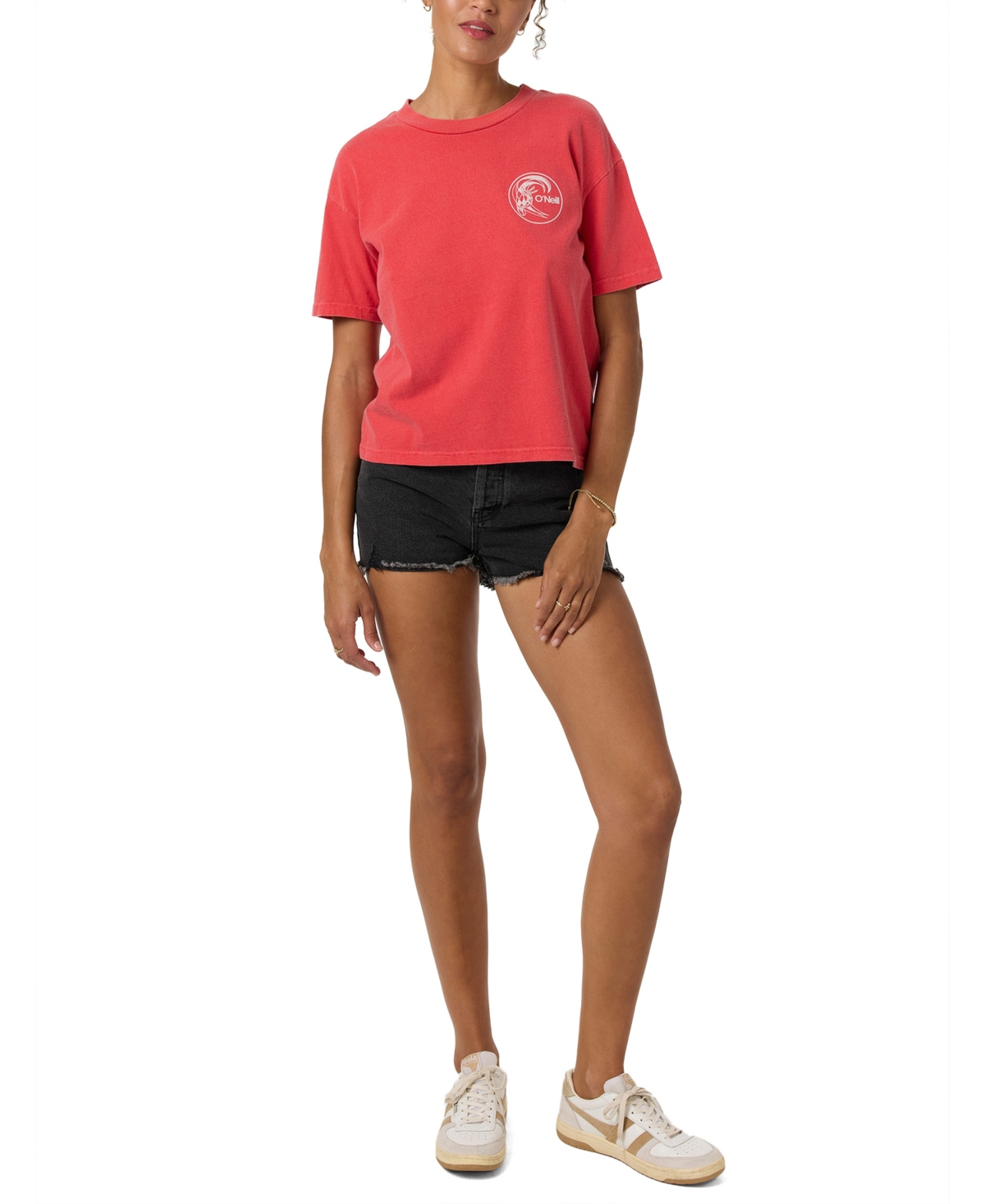 Click here for ONeill Womens Cotton Crewneck T-Shirt - Lava Red prices