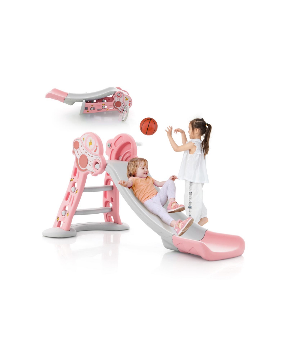 Click here for Kuyotq 3-in-1 Folding Slide Playset with Basketbal... prices