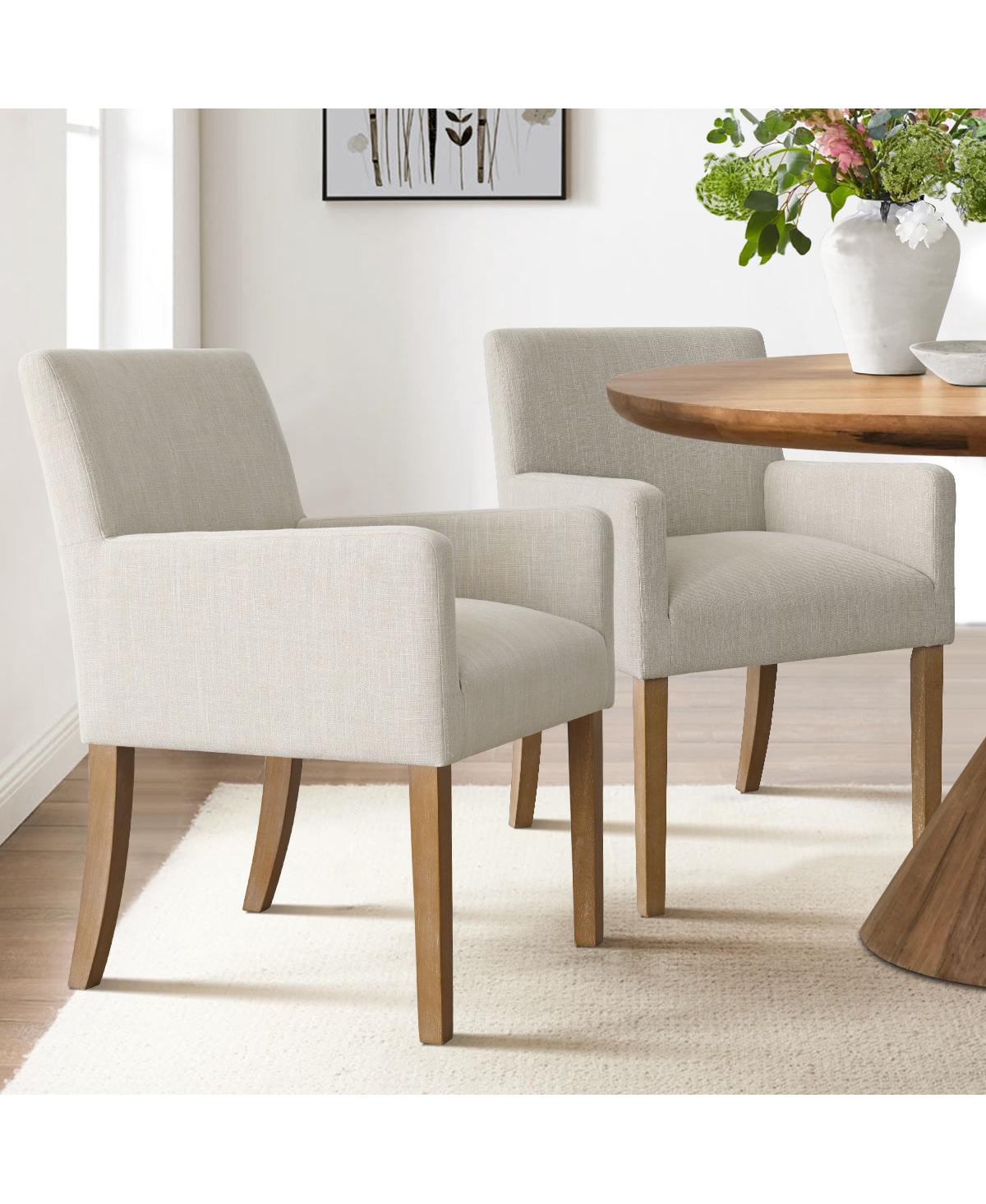 Click here for Maison Boucle Set of 2 Linen Upholstered Dining Ar... prices