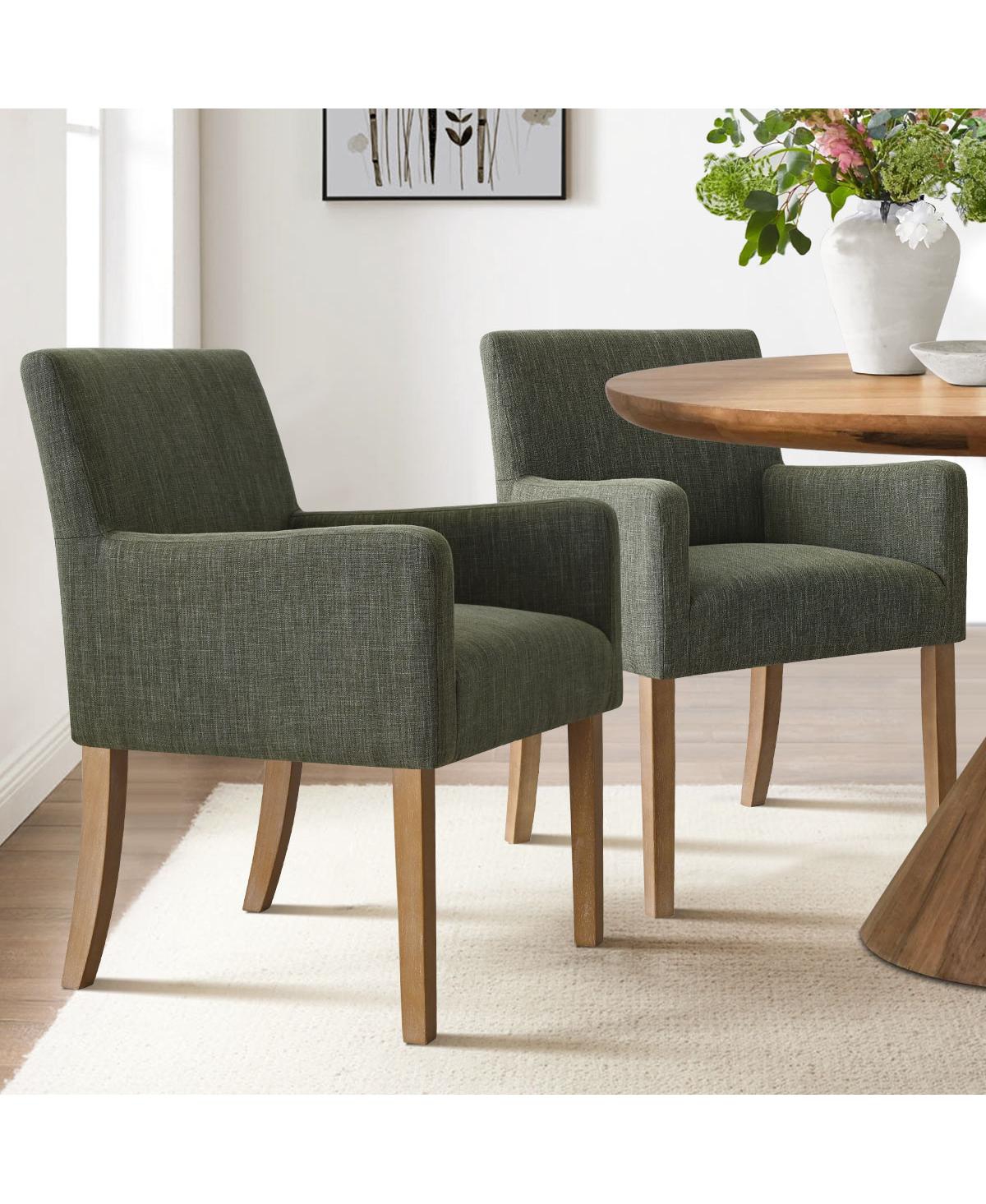 Click here for Maison Boucle Set of 2 Linen Upholstered Dining Ar... prices