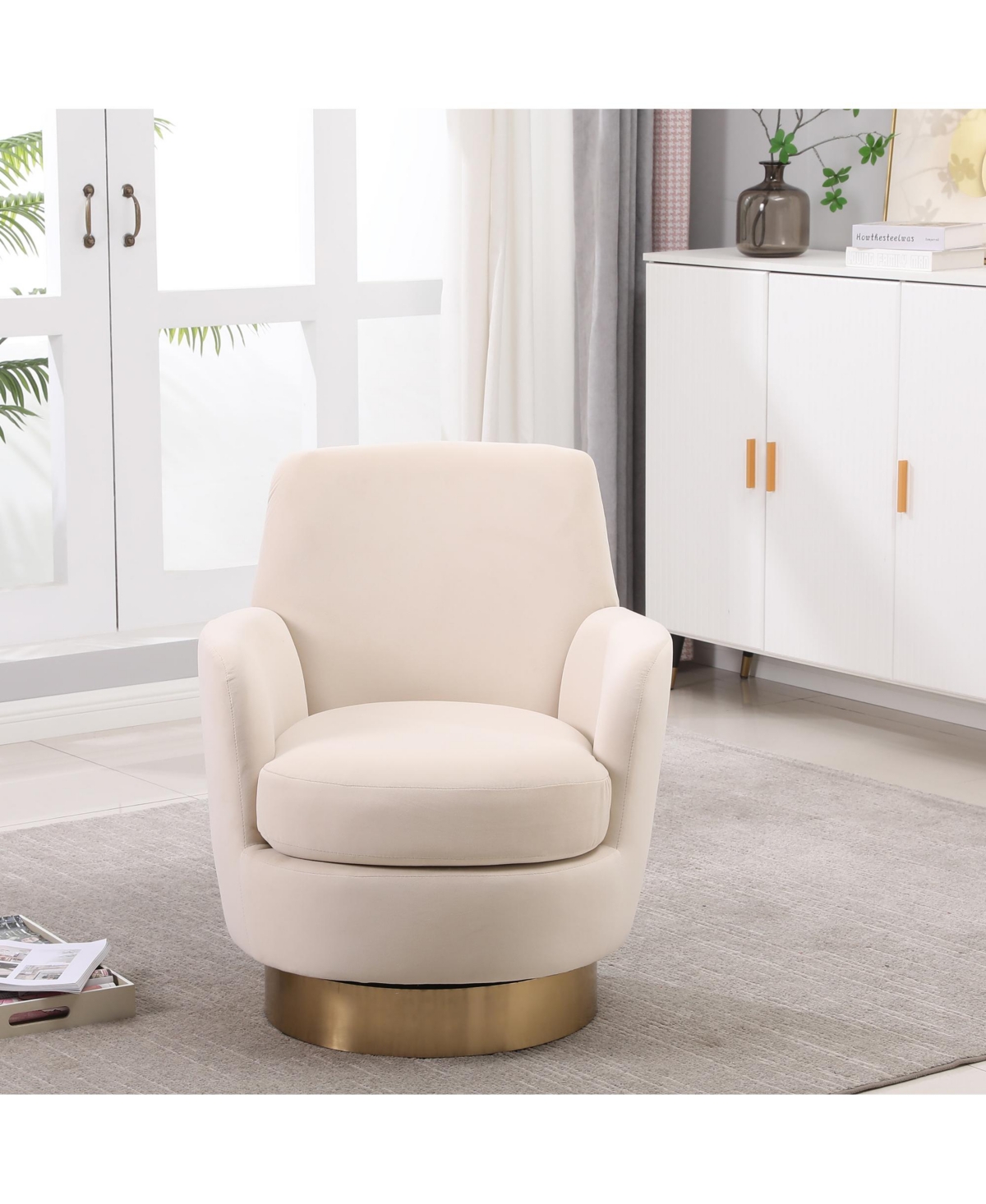 Click here for Rainsken 360degree(s) Swivel Barrel Chair  Velvet... prices