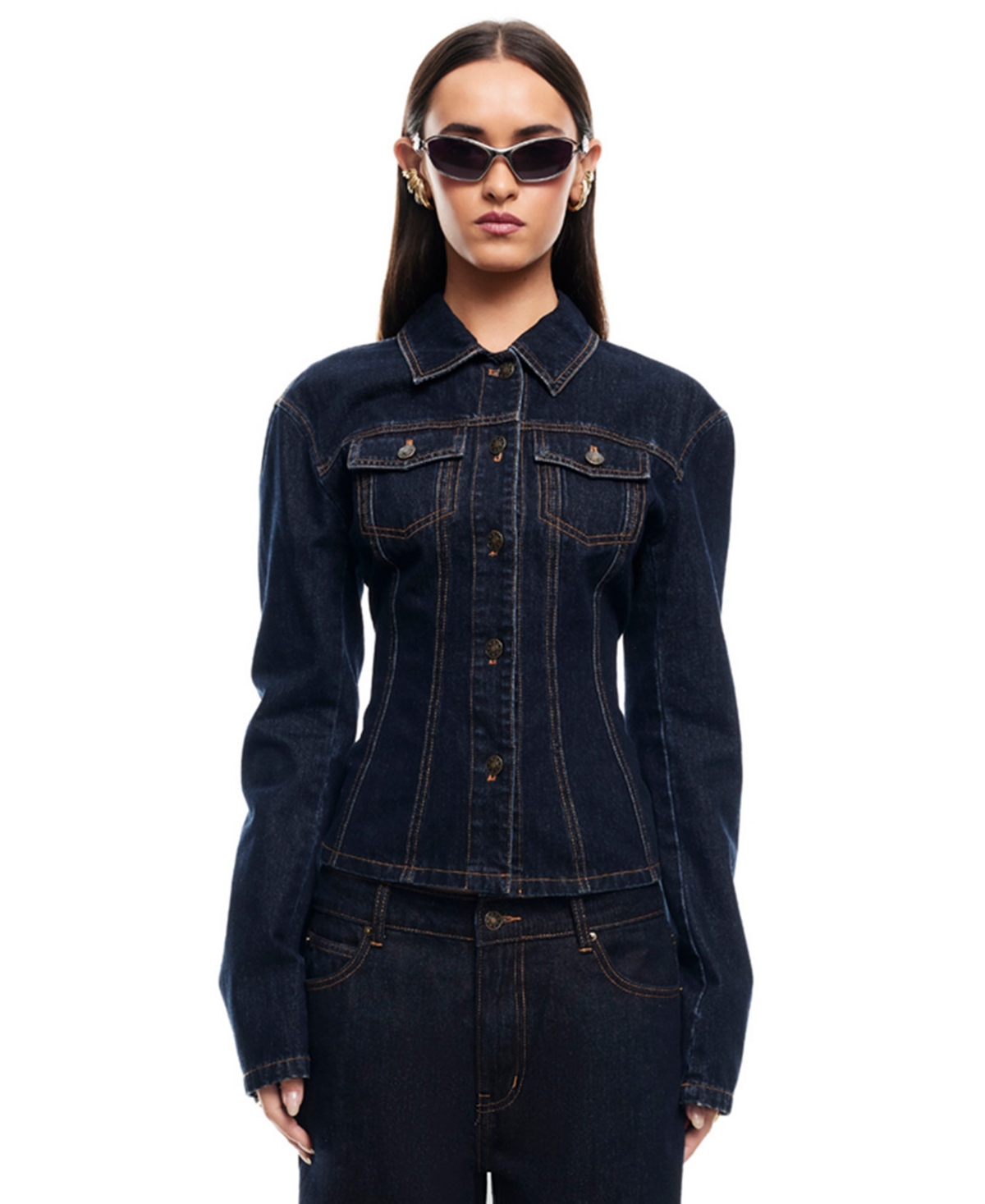 Click here for Lioness Womens Rider Denim Jacket - Dark Denim prices