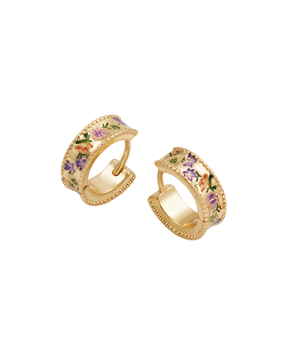 Click here for Folksy Floral Gold Huggie Earrings - Gold prices