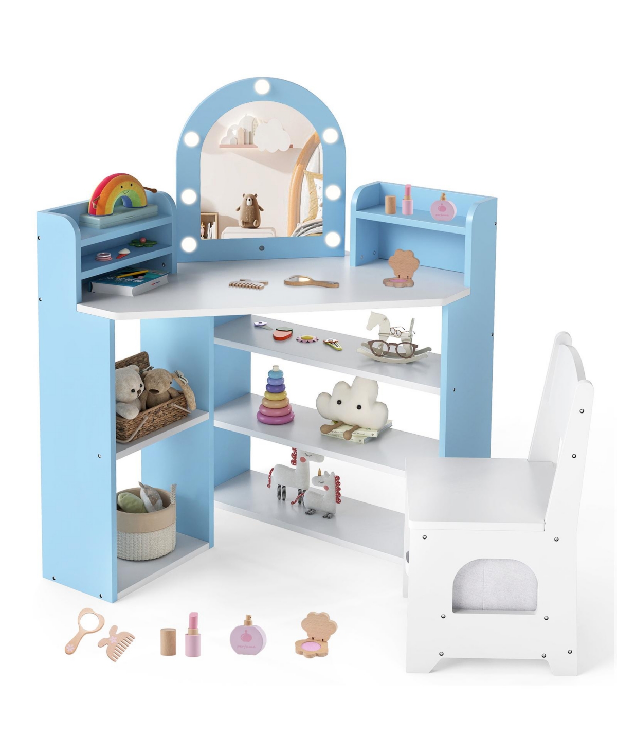 Click here for Gouun 2-in-1 Corner Kids Vanity Set with Led Light... prices