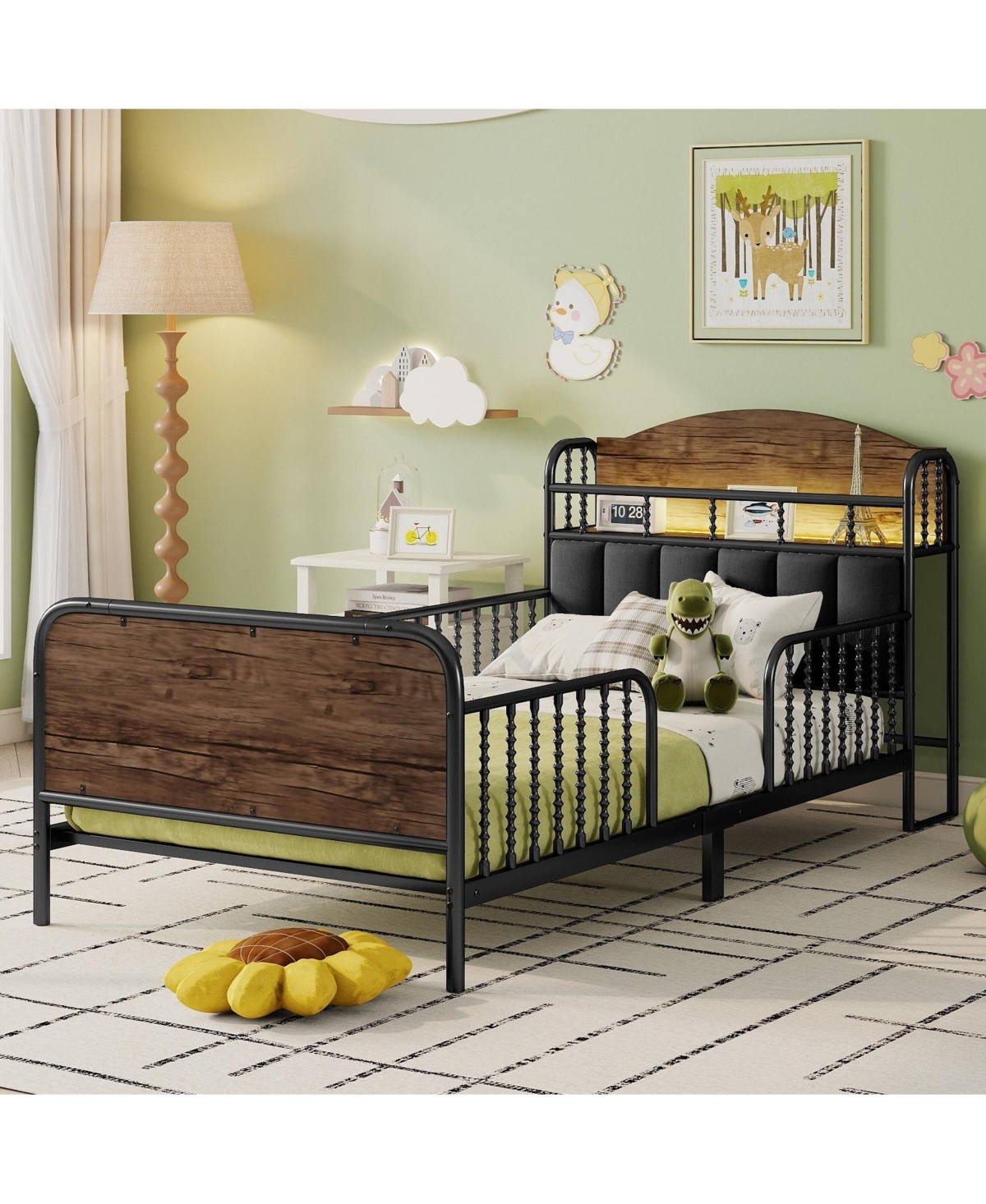 Click here for Lucky One Metal Platform Bed Frame with Light - Bl... prices