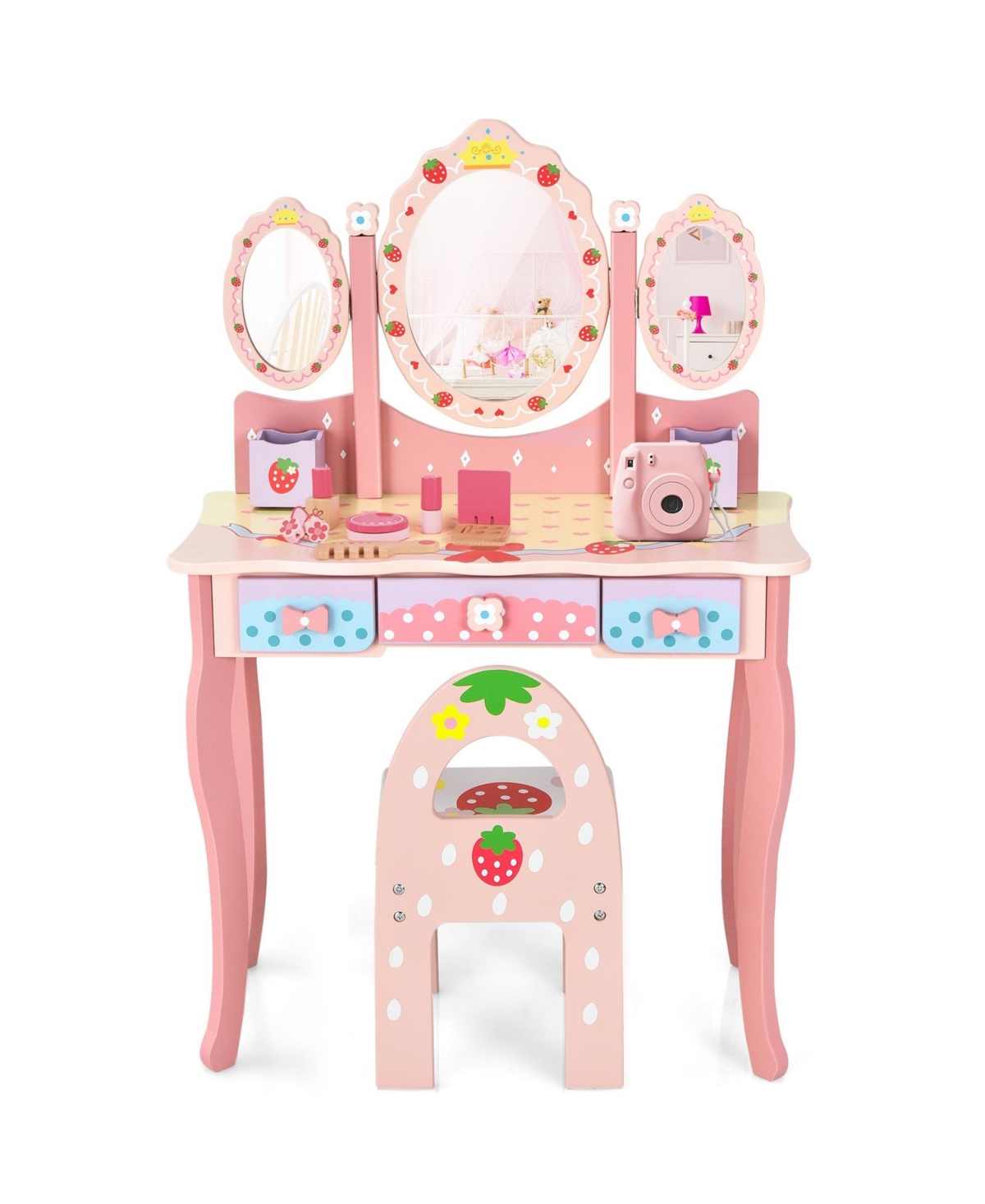 Click here for Gouun Kids Tri-Fold Mirror Vanity Table and Chair... prices