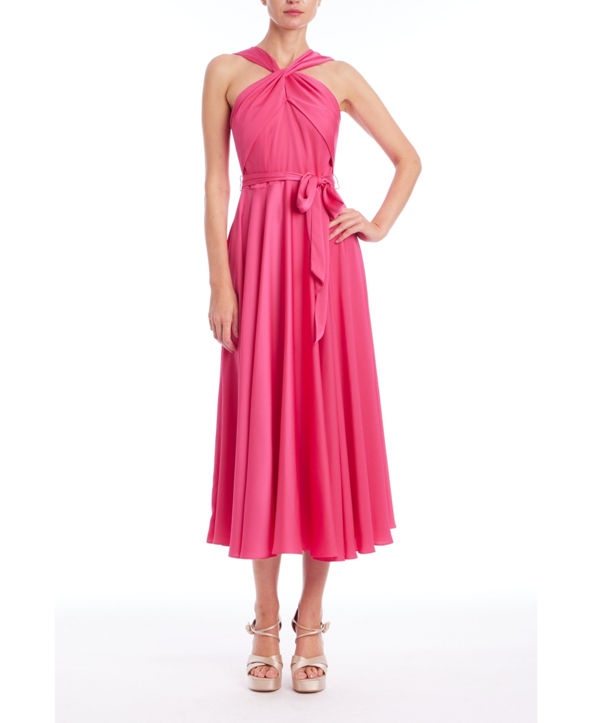 Click here for Badgley Mischka Womens Satin Halter Dress - Magent... prices
