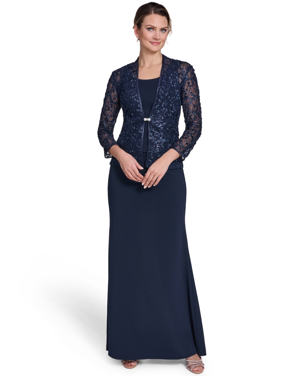 Click here for Jessica Howard Womens Jewel Neck Jacket Ball Gown... prices