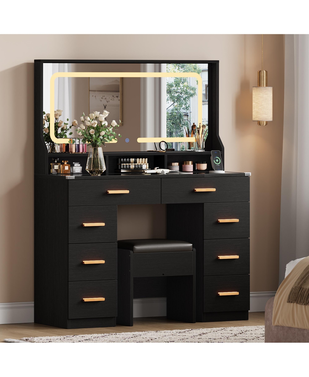 Click here for Homfan Makeup Vanity Desk Set with Large Lighted M... prices