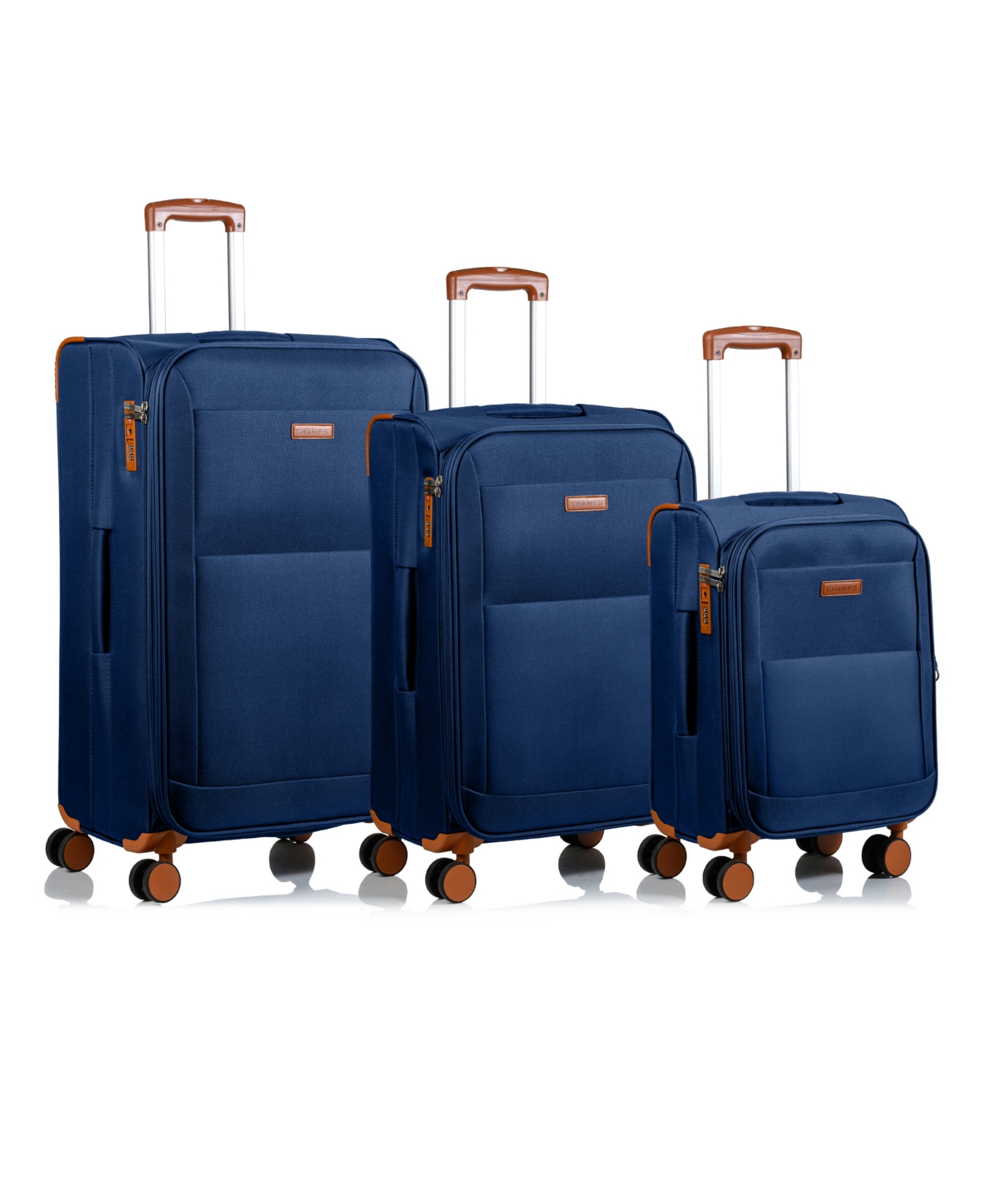 Click here for Champs Classic 3 Piece Softside Luggage Set - Grey prices