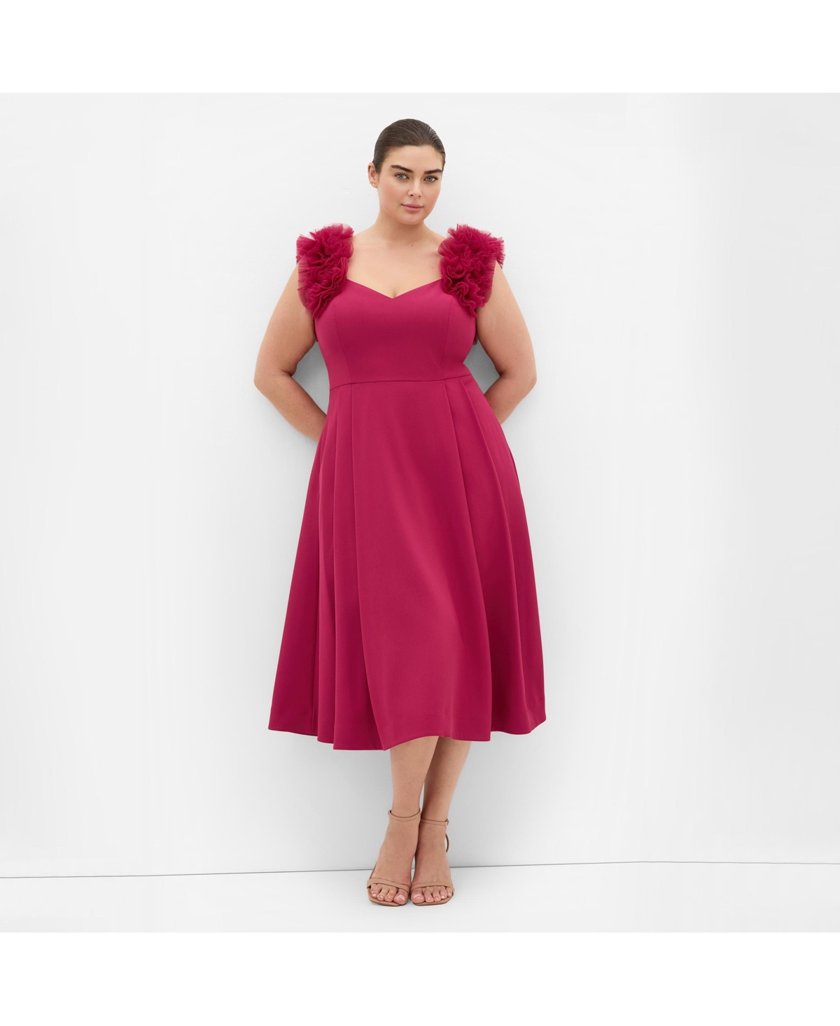 Click here for City Chic Womens Roselyn Ruffle Tulle Midi Dress -... prices