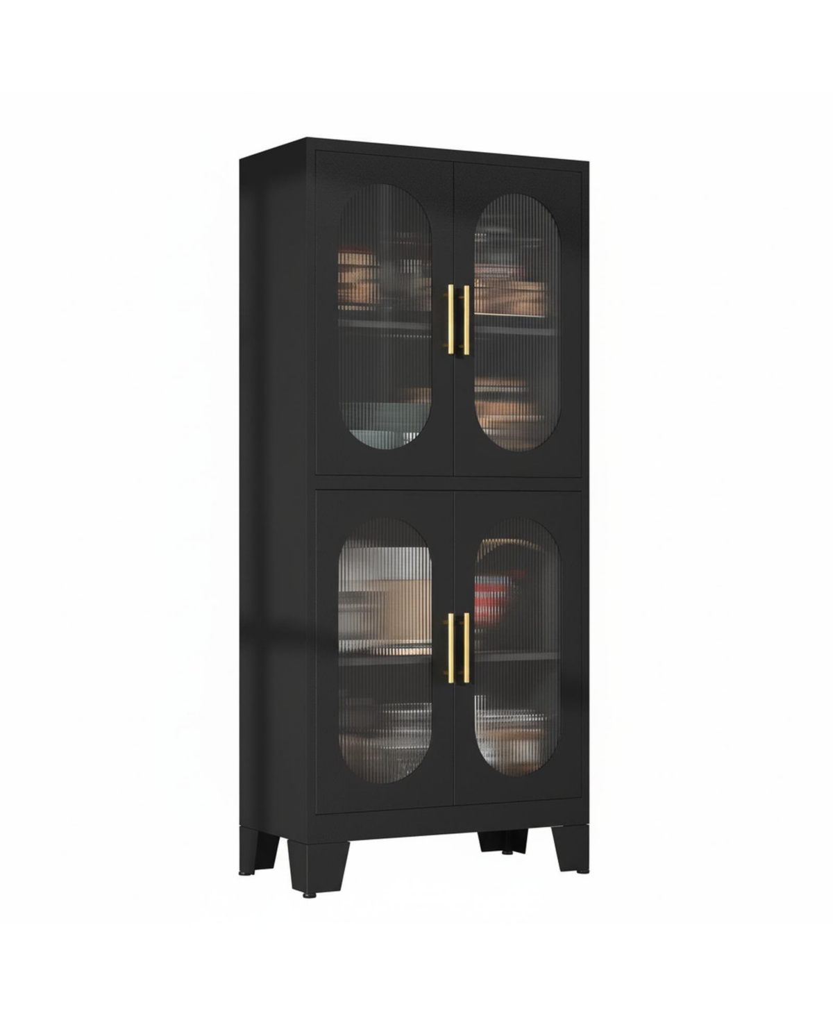 Click here for Yigii Tall Metal Corner Cabinet 4 Glass Doors Open... prices