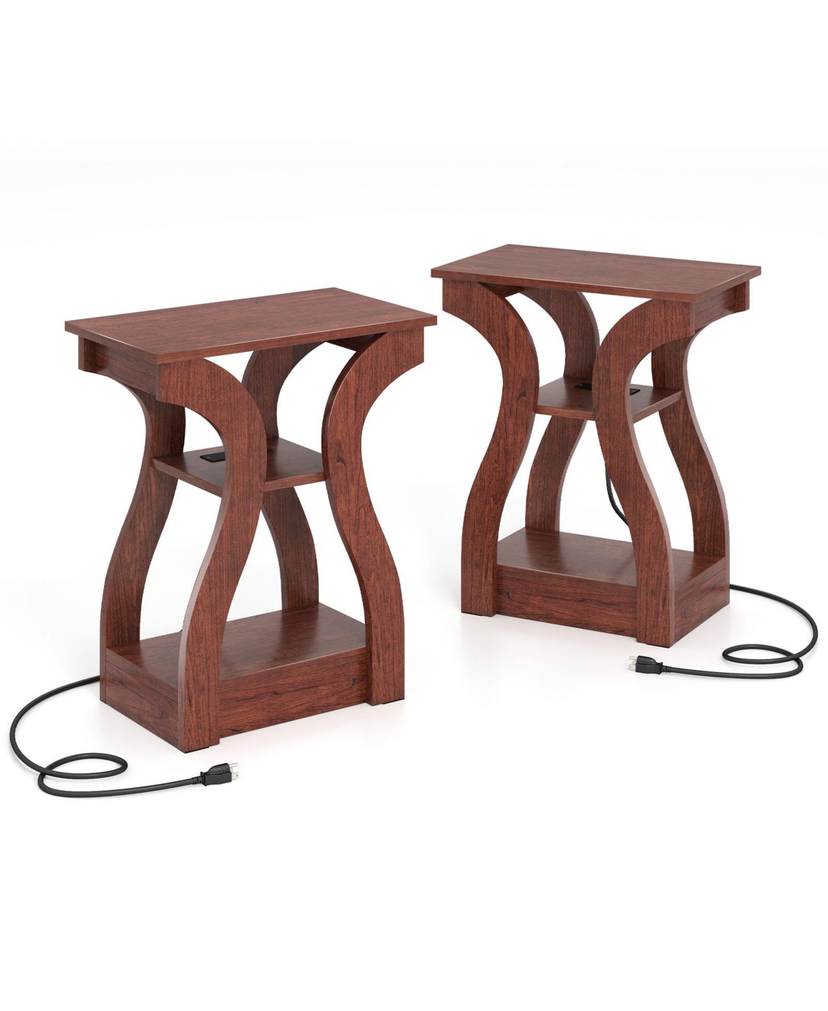 Click here for Gouun Set of 2 3-Tier End Tables with Charging Sta... prices