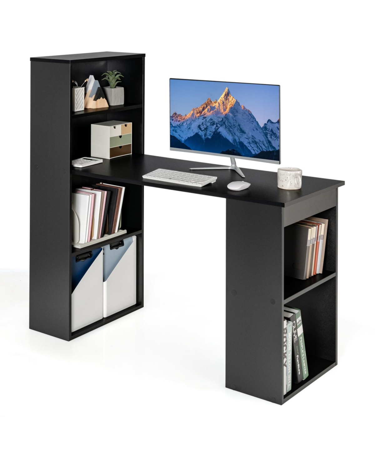 Click here for Gouun Computer Desk with 4-Tier Bookcase and Cpu S... prices