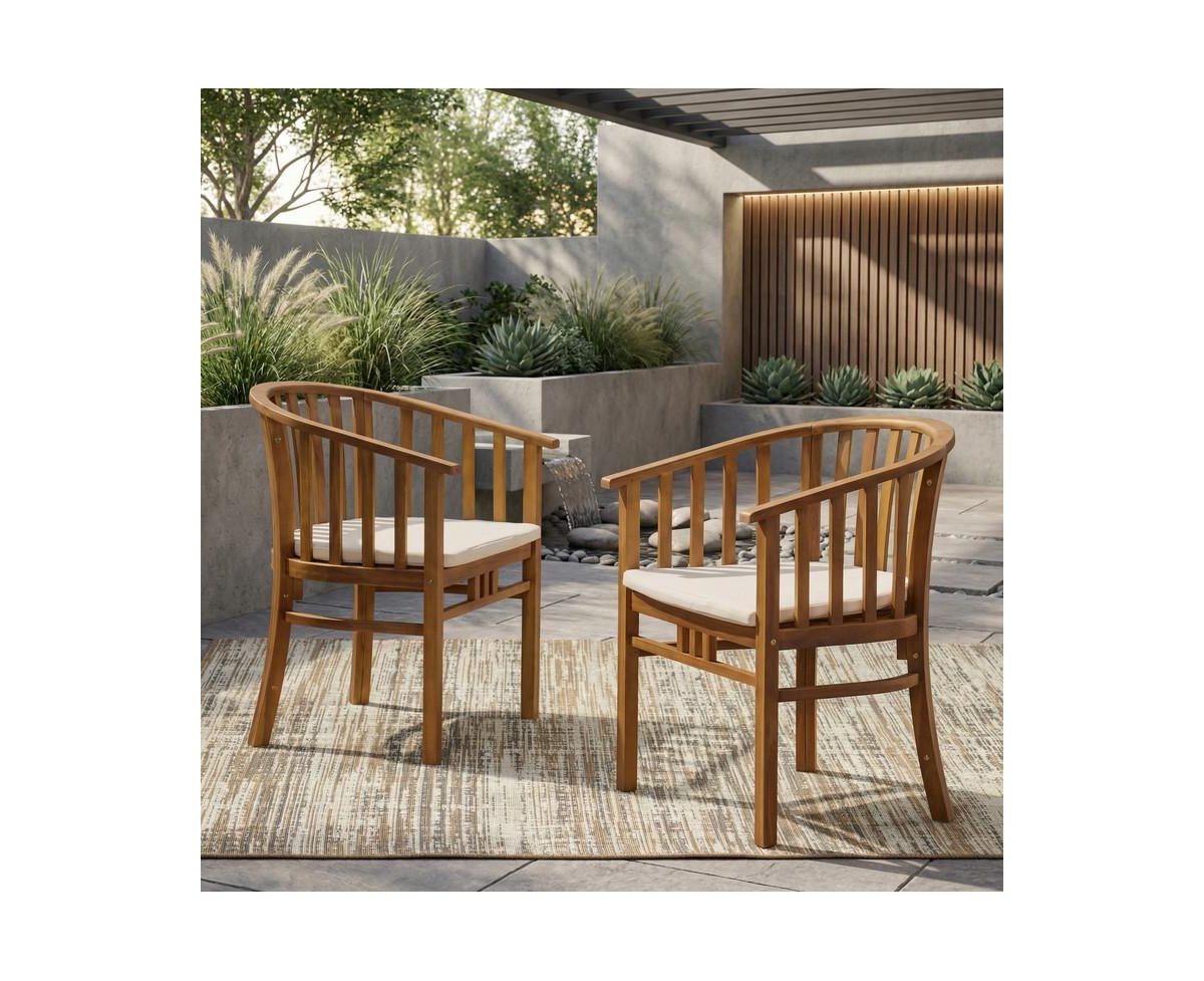 Click here for sumyeg Outdoor Wooden Dining Chairs With Cushions(... prices