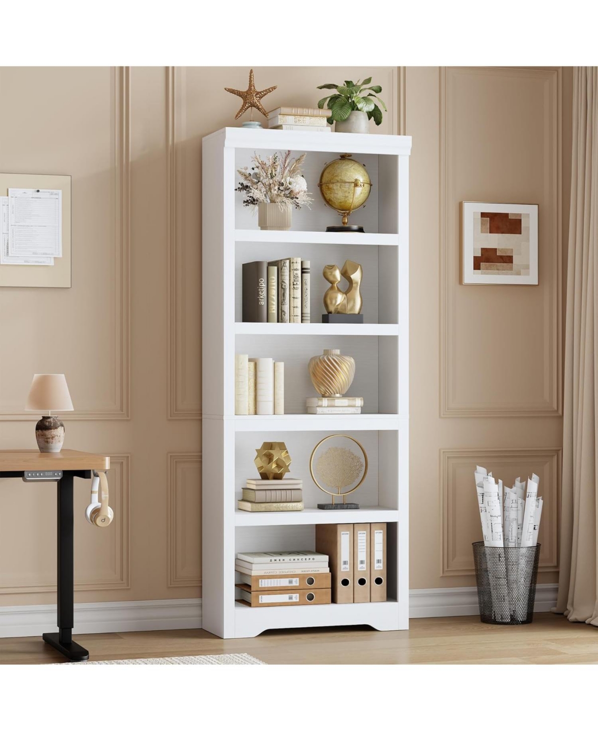 Click here for gaomon Tall Farmhouse Bookshelf  5 Tier Open Bookc... prices