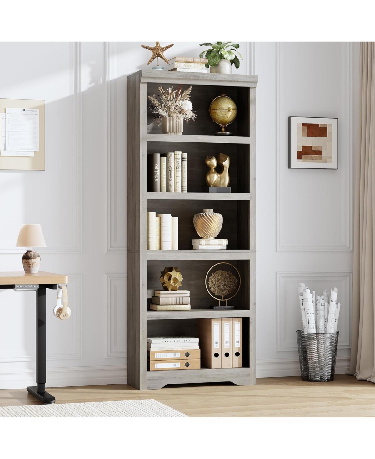 Click here for gaomon Tall Farmhouse Bookshelf  5 Tier Open Bookc... prices