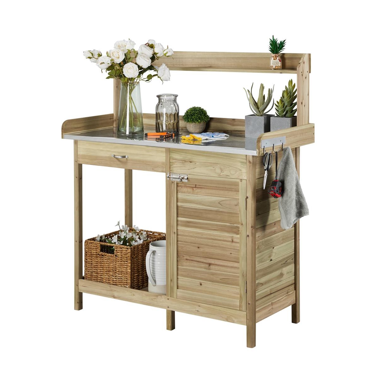 Click here for Yaheetech Fir Wood Garden Potting Table with Drain... prices