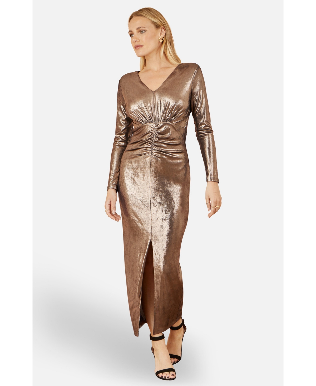 Click here for Yumi Womens Long Sleeves With Maxi Dress - Gold prices